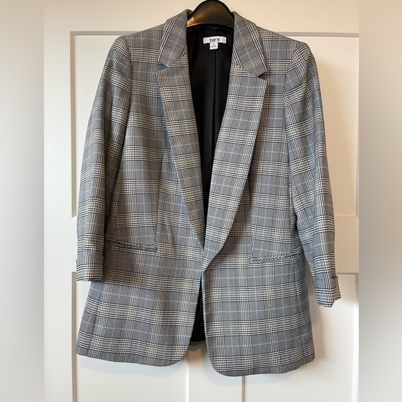 Bar III | Jackets & Coats | Bar Lll Blazer Plaid Grey Black White Blue ...